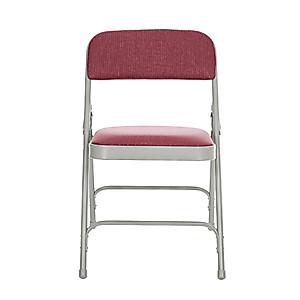 OEF Furnishings Deluxe Fabric Upholstered Double Hinge Premium Folding Chairs, Red