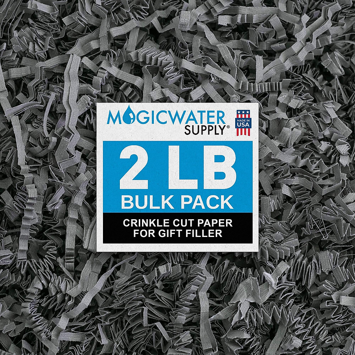 MagicWater Supply Crinkle Cut Paper Shred Filler (2 LB) for Gift Wrapping & Basket Filling - Slate Gray