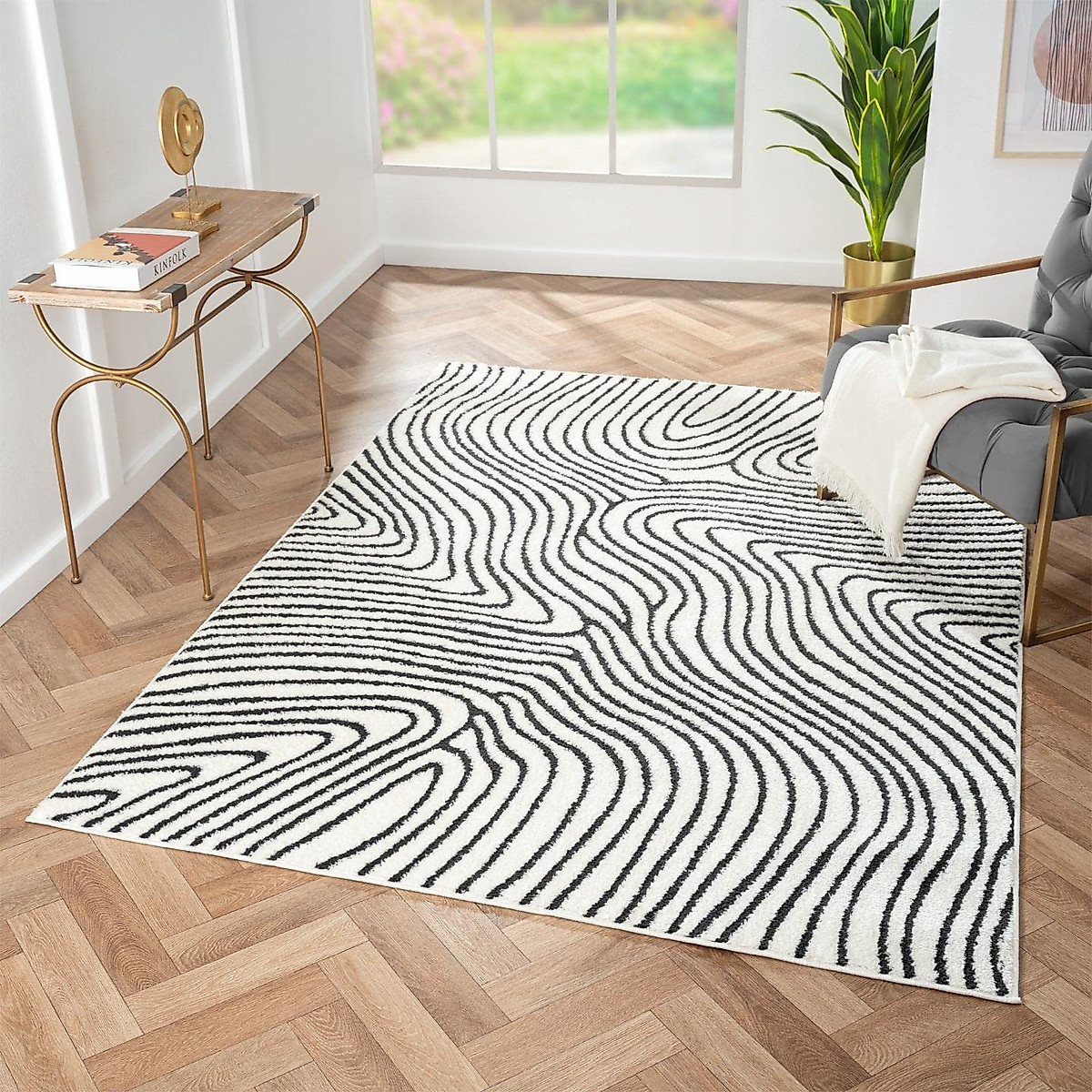 LUXE WEAVERS Geometric Swirl Anthracite 5x7 Area Rug