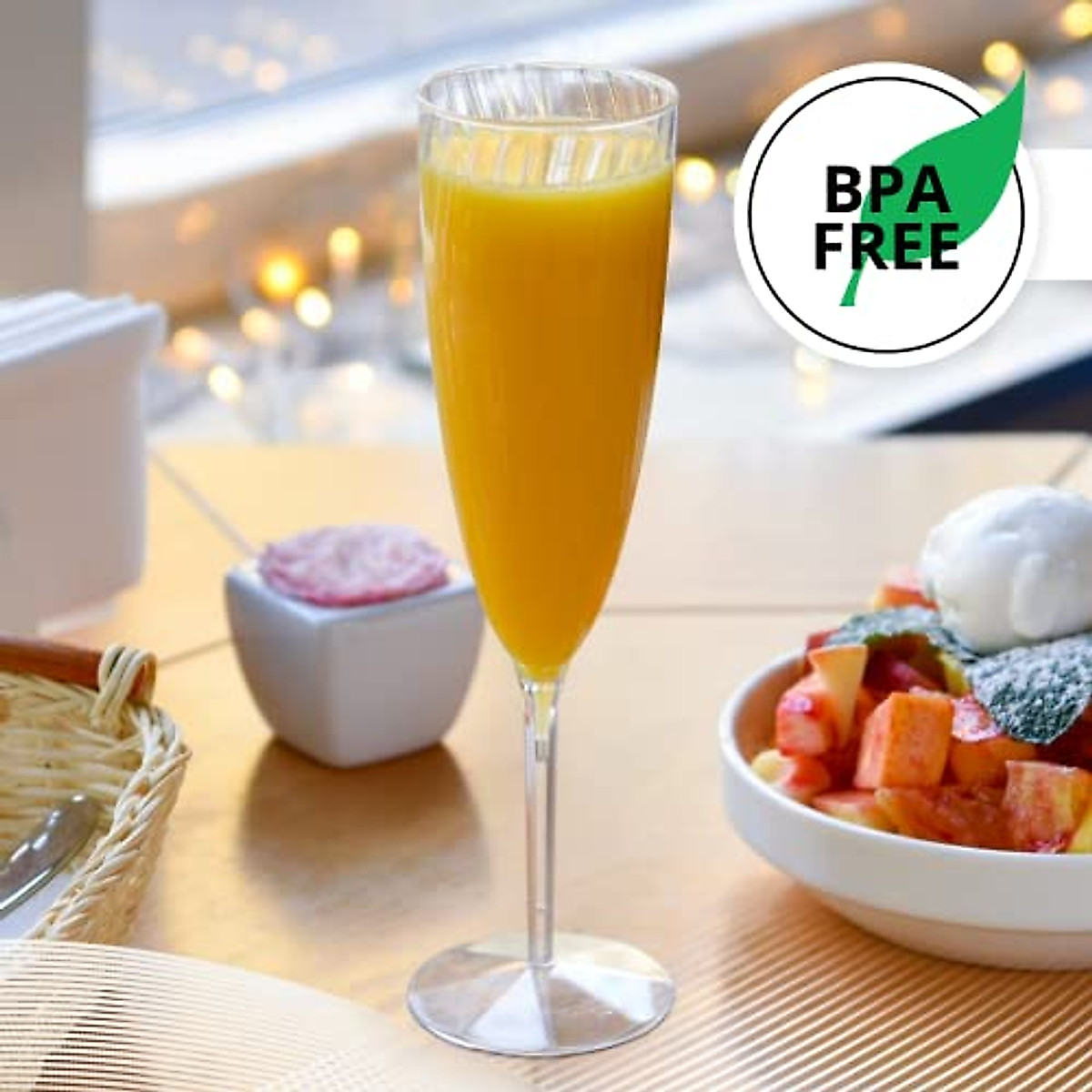 Plastic Champagne Flutes Disposable - Plastic Wine Glasses Set of 12 for Wedding - One Piece Champagne Flutes Plastic- 6 oz Plastic Cocktail Glasses - Plastic Mimosa Flutes - BPA Free Cups Set