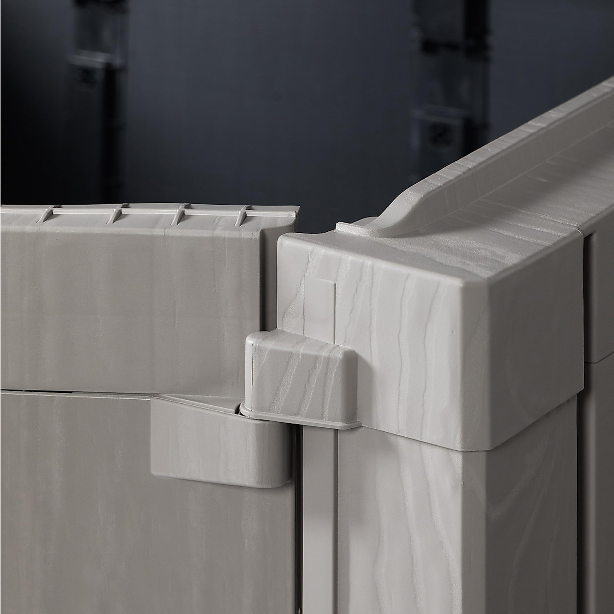 Toomax Stora Way All Weather Outdoor XL Horizontal Storage Shed Cabinet for Trash Can, Garden Tools, and Yard Equipment, Taupe Gray and Anthracite