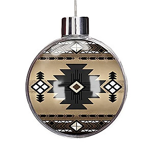 Christmas Ornaments for Christmas Tree Hanging, Western Southwestern Balls Ornaments Shatterproof Christmas Ornaments Ball for Holiday Party Gift Decor Brown Boho Aztec Farmhouse Native 3.5"
