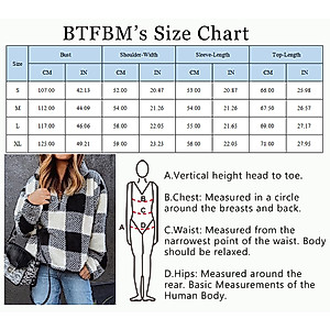 BTFBM Women Sherpa Pullover Quarter Zip Long Sleeve Fluffy Soft Fleece Jackets Sweaters Sweatshirts Hoodies Outwear Coat (Plaid Black, Medium)