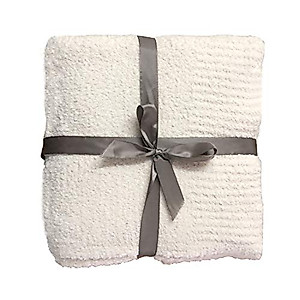 Knit Throw Blanket Super Soft Warm Blanket for Couch Lightweight Fluffy Blanket for Bed Sofa 50x60 Inches Cream