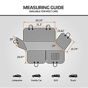 Vailge Extra Large, 100% Waterproof Dog Seat Cover for Back Seat with Zipper Side Flap, Heavy Duty car Hammock Pet Seat Cover for Cars Trucks suvs