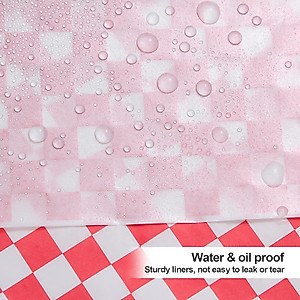 100pcs Deli Paper Sheets 12x12", Premium Food Basket Liners, Grease Resistant Wax Paper Sheets for Food, Classic Checkered Sandwich Wrapping Paper for Party, Festival and Outdoors, JIRNGLA
