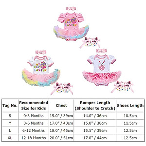Newborn Baby Girls Cotton 3pcs/4pcs Set My 1st Easter Eggs Rabbit Bunny Romper Tutu Dress Outfits Short Sleeve Birthday Cake Smash Party Bodysuit Jumpsuit Playsuit Bowknot Leg Warmer Shoes Clothes