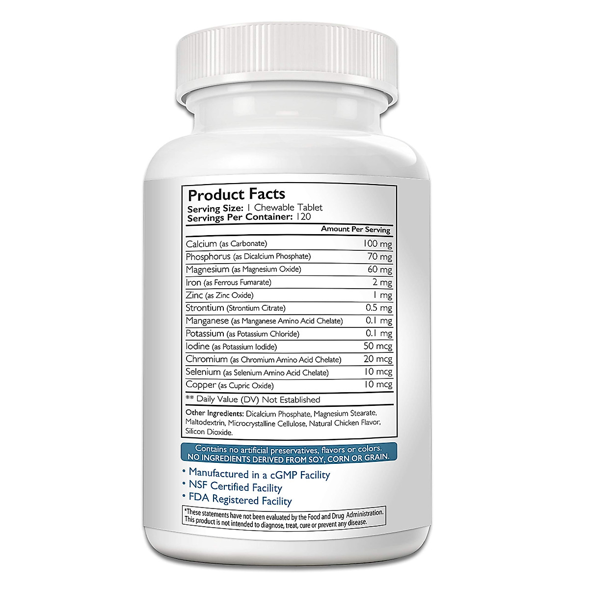 Nutrition Strength Minerals for Dogs, Support Cells & Nerves, Fortify Bones & Muscles, Promote Overall Health with Calcium, Phosphorus, Magnesium, Potassium, Selenium, Iron, Zinc, 120 Chewable Tablets