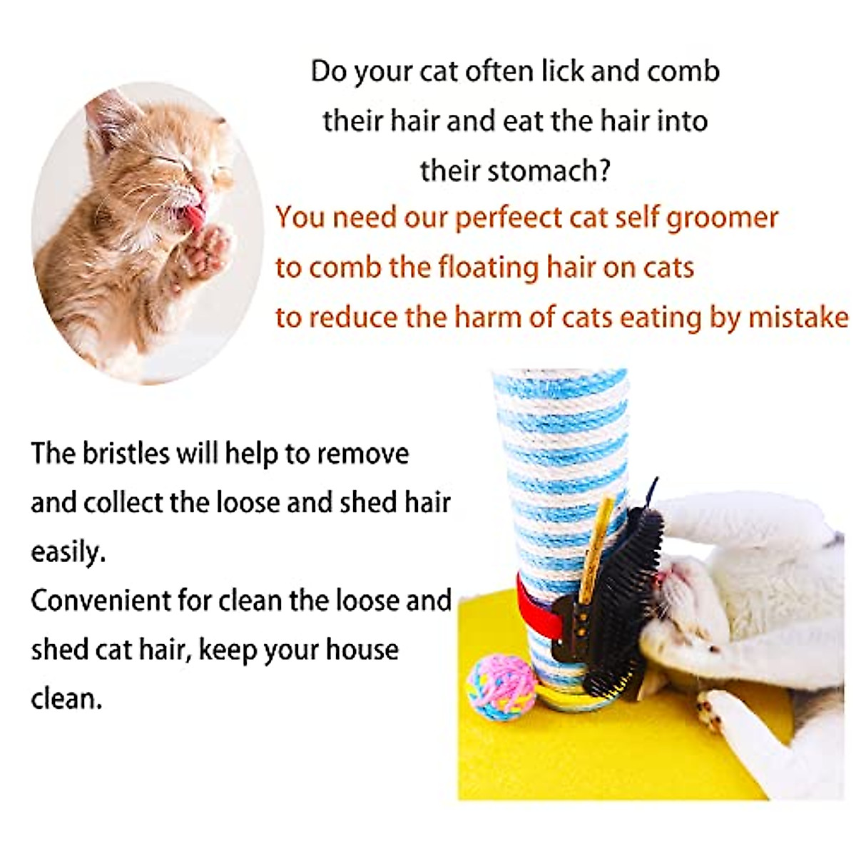 2 Packs Cat Self Groomer, Pet Massage Combs Brush, Cat Wall Scratcher Cat Grooming Brushes for Indoor Cats, Dog Bathing Brush with Catnip, Self Massage Tool for Long & Short Fur Kitten Cats Dogs