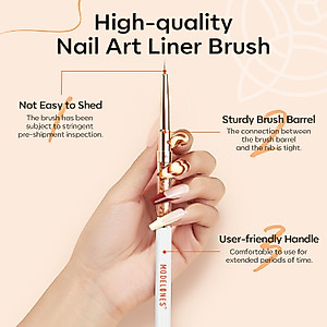 modelones Nail Art Brushes, Super Fine Liner Nail Brush Kit Sizes 7/11/15/20mm for Gel Polish Thin Lines, Precise Details, Fine Drawing Painting Design Acrylic Rhinestone Handle Salon & DIY Use