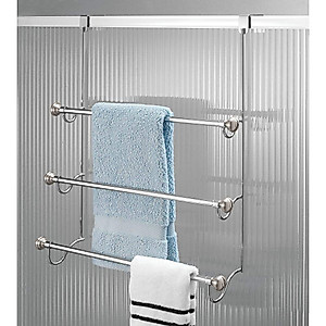iDesign Over the Door Towel Rack, The York Collection, 1.5” x 7” x 22.8”, Brushed Nickel