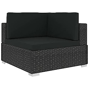 vidaXL 8 Piece Garden Lounge Set with Cushions Poly Rattan Black