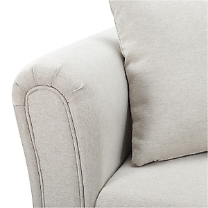 KoiHome Loveseat 81.5" 2 Pillows and Rolled Arm, 2 Upholstered Linen Fabric Couch Lounge Furniture, Deep Seated Comfy Sofa for Living Room, Bedroom, Apartment, Office, Beige