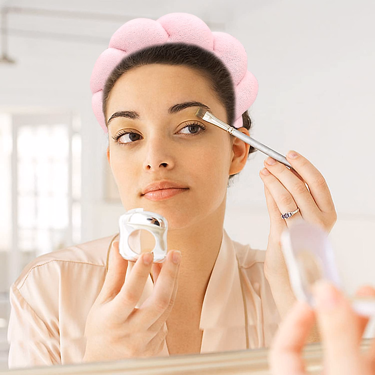 2Pack Spa Headband for Women, Mimi and Co Spa Headband, Makeup Headband Sponge & Terry Towel Cloth Fabric Hair Band for Washing Face, Skincare, Makeup Removal, Hair Accessories