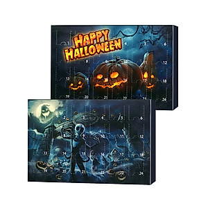 2 Set Halloween Advent Calendar 2023, Nightmare Before Christmas Advent Calendar, 24 Days Halloween Countdown Calendar with Scary Halloween Doll Collectible Horror Figures Gift for Kids