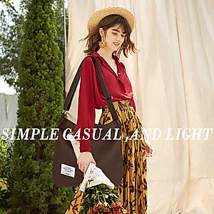 Tote Bag for Women Canvas Cute Tote Bag Aesthetic Hobo Bags for Women for Work Travel Easy to Fold (Brown)