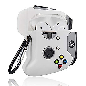 JoySolar for Airpod 1&2 Case Cute Cartoon 3D Soft Silicone Air Pods Funny Cover Kawaii Fun Cool Keychain Unique Design Shell Fashion Stylish Girls Kids Teens Women Cases for Airpods 1/2(WhiteHandle)