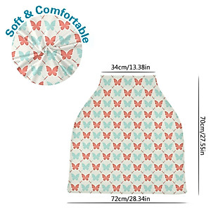 Kigai Cute Butterfly Geometric Nursing Cover for Baby Car Seat Covers Breathable Infant Stroller Cover Soft Breastfeeding Scarf