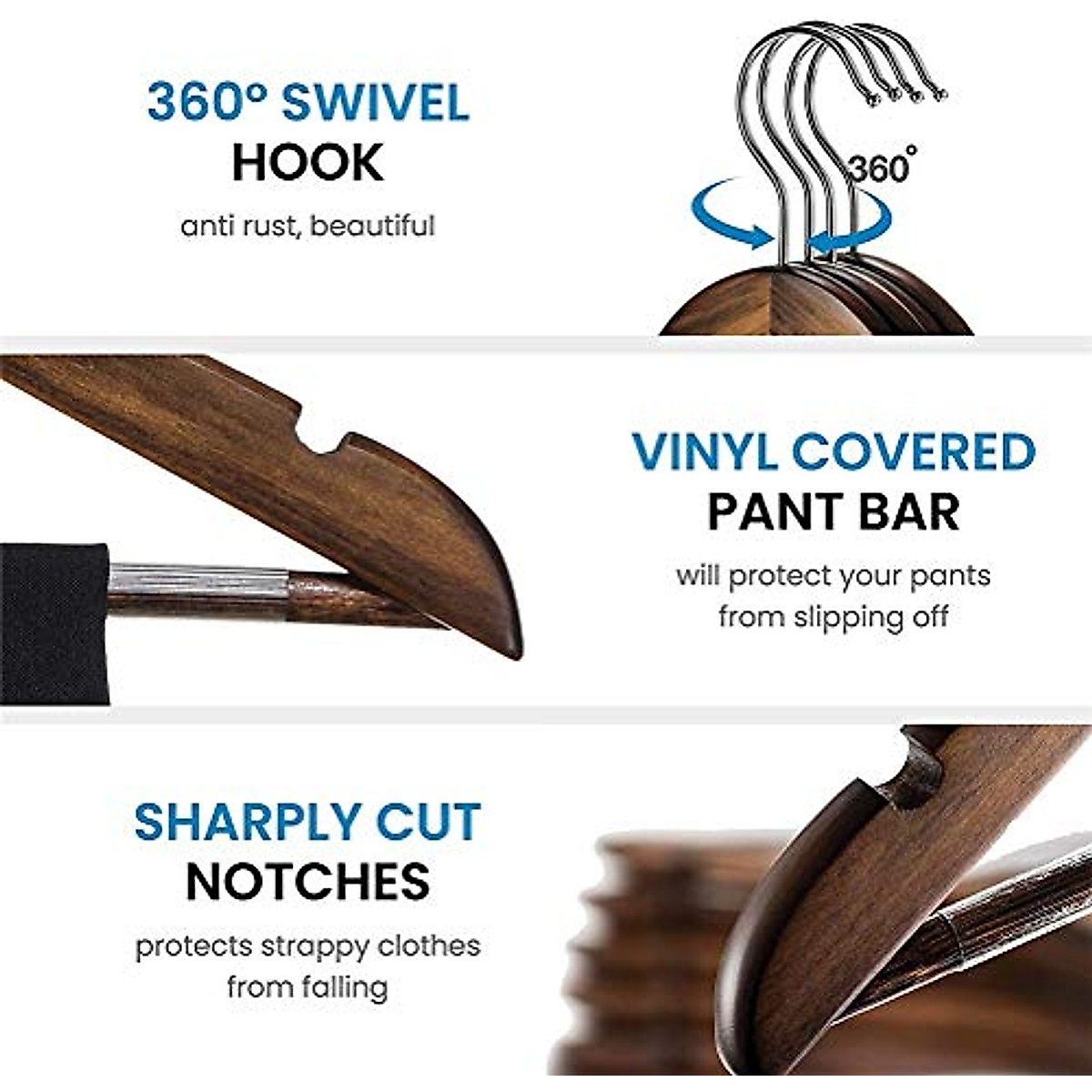 GSDNV 10/20PCS Wide Shoulder Wonder Hangers Coat Solid Wood Mounted Sundries Handbag High-Grade Suit Adult Woods Hanger for Clothes (Color : 20pcs)