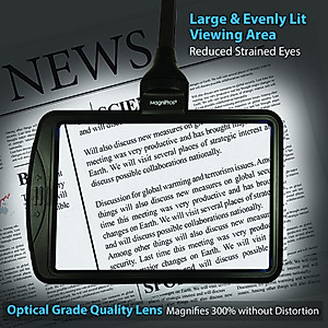MagniPros 3X Magnifying Glass with Light and Stand, Flexible Gooseneck Magnifying Desk Lamp w/USB Fast Charge & Tablet Stands for Reading Fine Print, Painting, Sewing, Crafts & Close Work