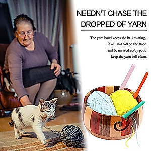 Coopay Wool Yarn Bowl Rosewood, Handmade Wooden Yarn Storage Bowl with Holes, Knitting Wool Storage Bowl Round - Ideal Knitting Crochet Accessories for Knitters