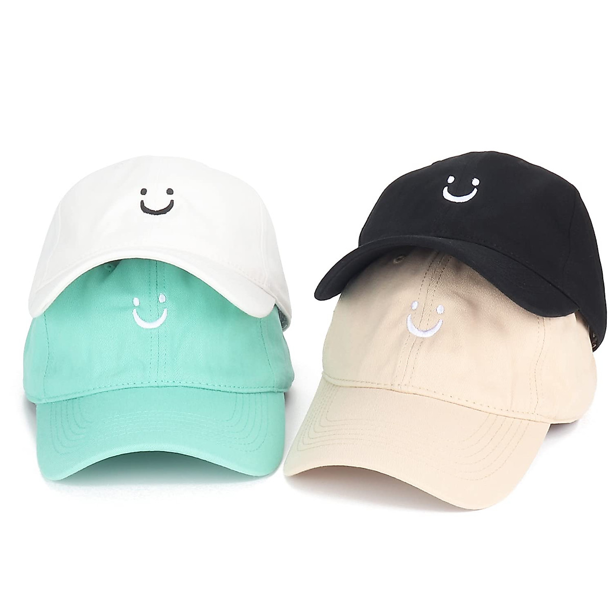 Umeepar Smile Face Baseball Cap for Women Men Adjustable Low Profile Unstructured Cotton Dad Hat (US, Alpha, One Size, Black)