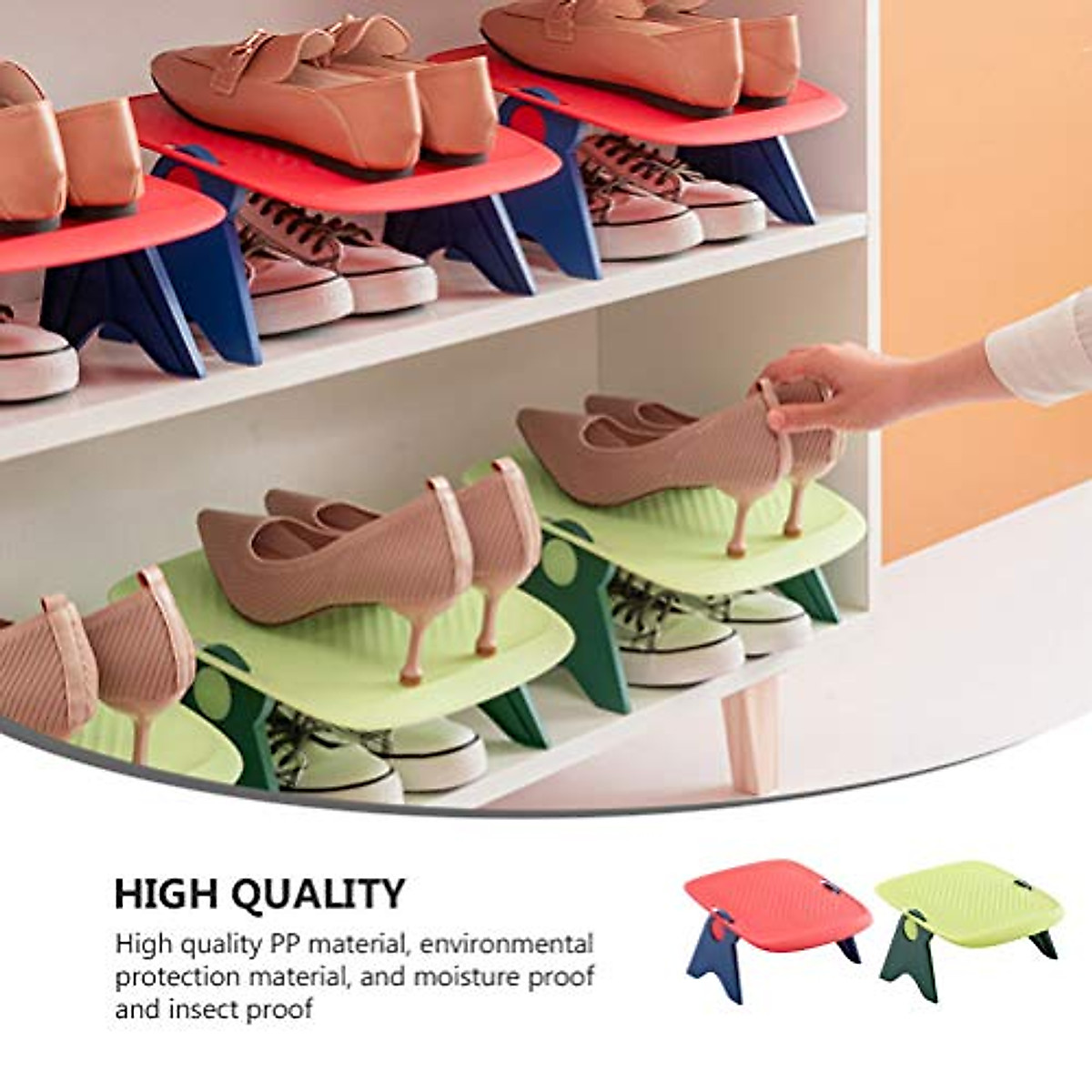 DOITOOL Shelf Bracket Shelf Bracket 2pcs Shoe Slots Rack Organizer Adjustable Shoe Stacker Space Saver Shoe Rack Holder for Closet Organization Holder Shoe Storage Rack Shoe Storage Rack