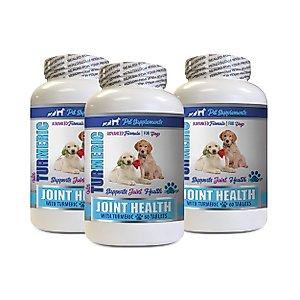 PET SUPPLEMENTS & NUTRITION LLC Dog Joint Hip Supplement - Joint Health with Turmeric - MSM - GLUCOSAMINE - Hip Support - Dog glucosamine chondroitin Supplement - 180 Tablets (3 Bottles)