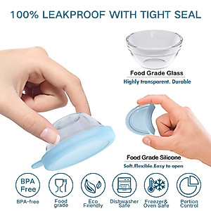 VOLCANOES CLUB Salad Dressing Container To Go - 7×1.3oz Mini Glass Food Storage Condiment Containers with Silicone Lids - Small Sauce Cups for Lunch Box Meal Prep - Leakproof Reusable School Work Trip