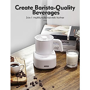 Milk Frother, Milk Frother and Steamer, Detachable Electric Milk Frother with Touch Control, 13.5oz/400ml, Automatic Milk Frother for Coffee, Latte, Cappuccinos, 3 in 1 Hot/Cold Foam Maker, White