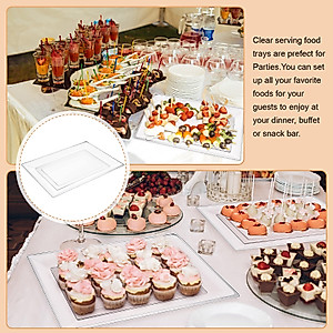 Tioncy 40 Pcs Plastic Serving Utensils Set Disposable Clear Utensils Include 30 Pcs 9" Plastic Serving Spoon Forks Tongs and 10 Pcs 15'' X10'' Plastic Serving Trays Serving Food Party Buffet Cutlery