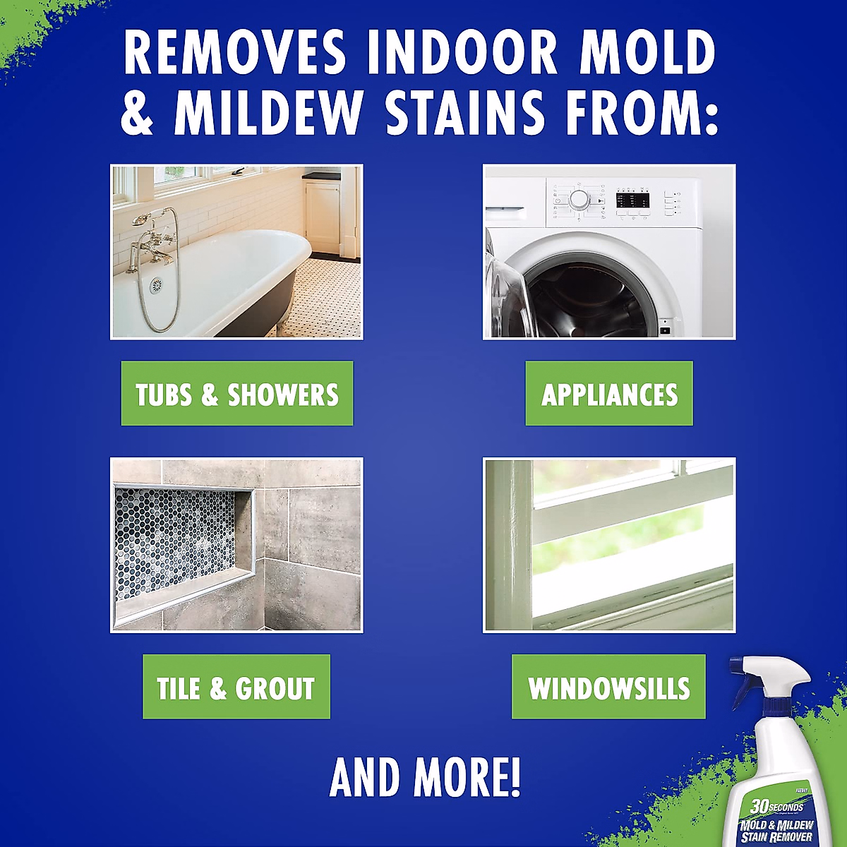 30 SECONDS Mold & Mildew Stain Remover Spray- Indoor & Outdoor Use