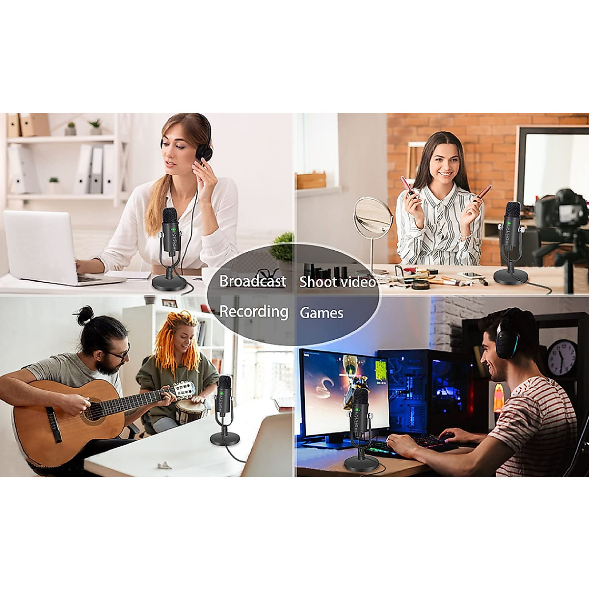 PROAR Microphone for Podcast, USB Microphone Kit for Phone, PC/Micro/Mac/Android,Professional Plug&Play Studio Microphone with Stand for Gaming, Online Chatting, Videos, Voice Overs, Streaming