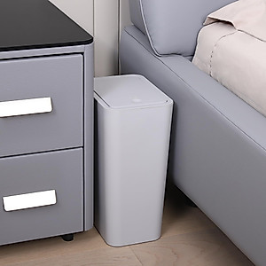 TIPGO Bathroom Trash Can with Lid, 10 Liter/ 2.6 Gallon Slim Garbage Can, Small Trash Bin Waste Basket with Pop-Up Lid for Kitchen, Bedroom, Living Room, Office (2 Pack, Grey)