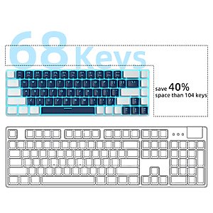 MageGee Portable 60% Mechanical Gaming Keyboard, MK-Box LED Backlit Compact 68 Keys Mini Wired Office Keyboard with Blue Switch for Windows Laptop PC Mac - Blue/White