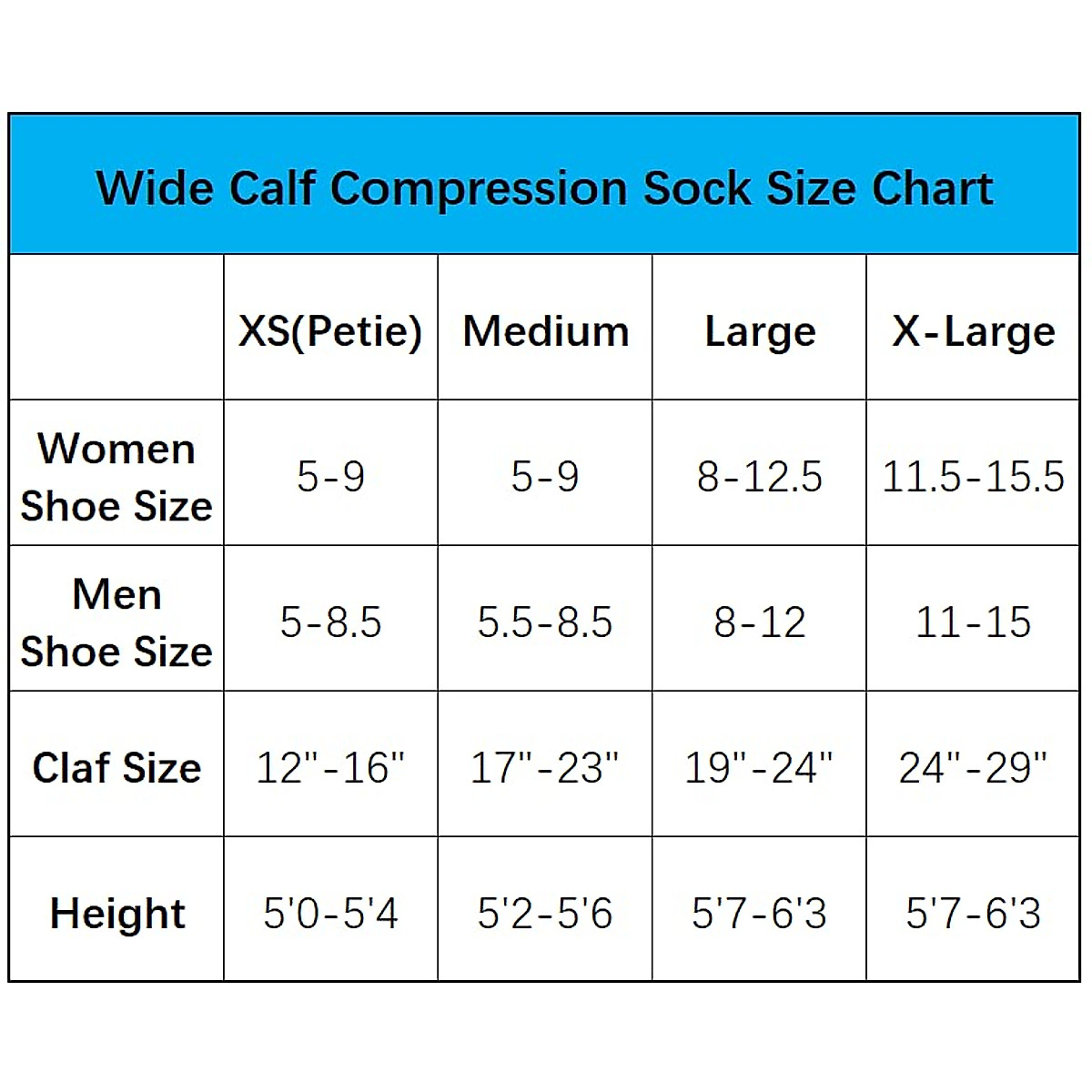 Wide Calf Compression Socks for Women & Men Large Size Circulation 15-20 mmHg 3 Pairs