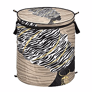 ALAZA 50 L Pop-up Laundry Hamper Basket with Lid and Handle, African Woman with Zebra Print Hair Collapsible Cloth Hamper