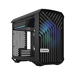 Fractal Design Torrent Nano RGB Black - Light Tint Tempered Glass Side Panels - Open Grille for Maximum air Intake - 180mm RGB PWM Fan Included - Type C - mITX Airflow Mini Tower PC Gaming Case