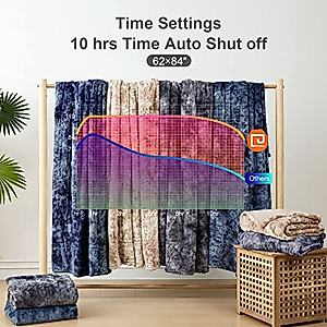 EHEYCIGA Heated Blanket Electric Throw Twin - Heating Blanket with 5 Heating Levels & 10 Hours Auto Off, Soft Cozy Sherpa Washable Electric Throw with Fast Heating, 62 x 84 Inches, Camel