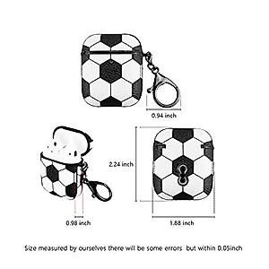 Airpods Case Cover,Durable Full Protection Soccer Design Airpods 1&2 Case Cover,with Keychain Front LED Visible