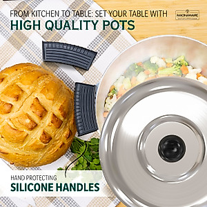 Magnaware Cast Aluminum Dutch Oven with Lid - 5 Quart Lightweight Cookware Pot with Silicone Covers for Easy Handling - Even Heat Distribution & Retention - For Bread Baking, Stew, Simmering & More