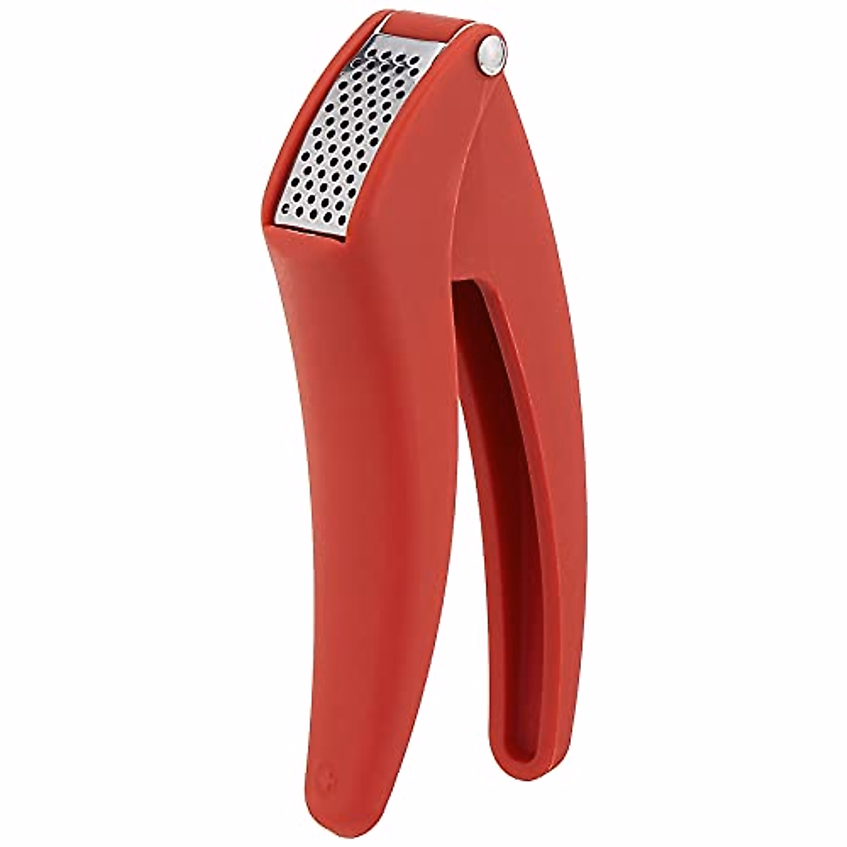 Kuhn Rikon Easy-Clean Garlic Press, No Need to Peel, 7” Red