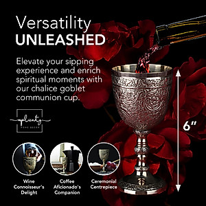 REPLICARTZ Chalice Goblet Communion Cup - Halloween Brass Gold Wine Glasses - Elegant Catholic Gothic - King Arthur Medieval Decor Drinkware - Christmas, Wedding Chalice Gifts, 210 ml, 7.10 oz