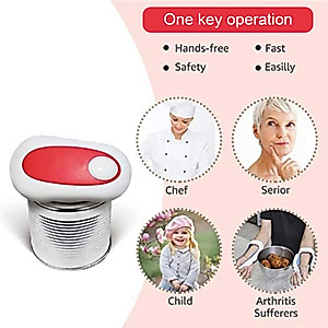Electric can opener, One Touch Portable Automatic ABS Can Opener, Smooth Edge, Food-Safe and Battery Operated Can Opener Electric for Seniors and Arthritis