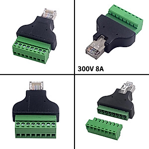Poyiccot RJ45 Screw Terminal Adapter/Network RJ45 Ethernet Adapter, RJ45 Breakout Board / 8p8c Male to 8 Pin AV Terminal Screw Adapter Converter Block Plug for CCTV, Cat5, Cat6 (2pack)