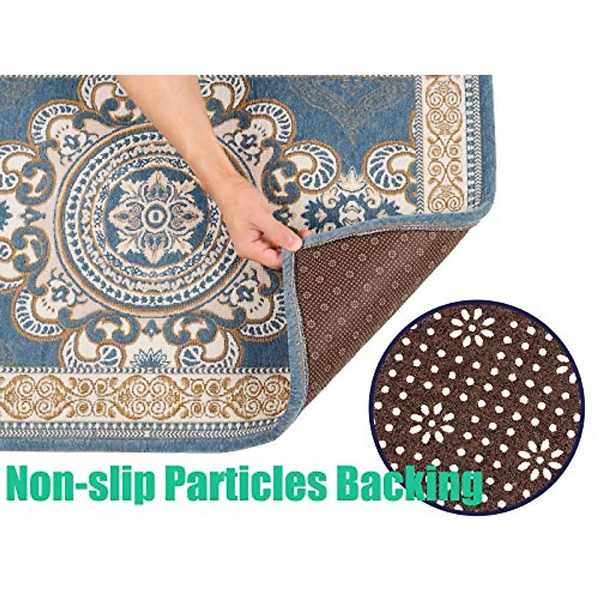 CHICHIC 36 x 24 Inch Indoor Door Mat for Home Entrance, Floor Mats for House Front Door Mat Indoor Inside Outdoor Outside Entryway Rugs Indoor Welcome Mat Anti-Slip Rubber Back Low Profile, GrayBlue