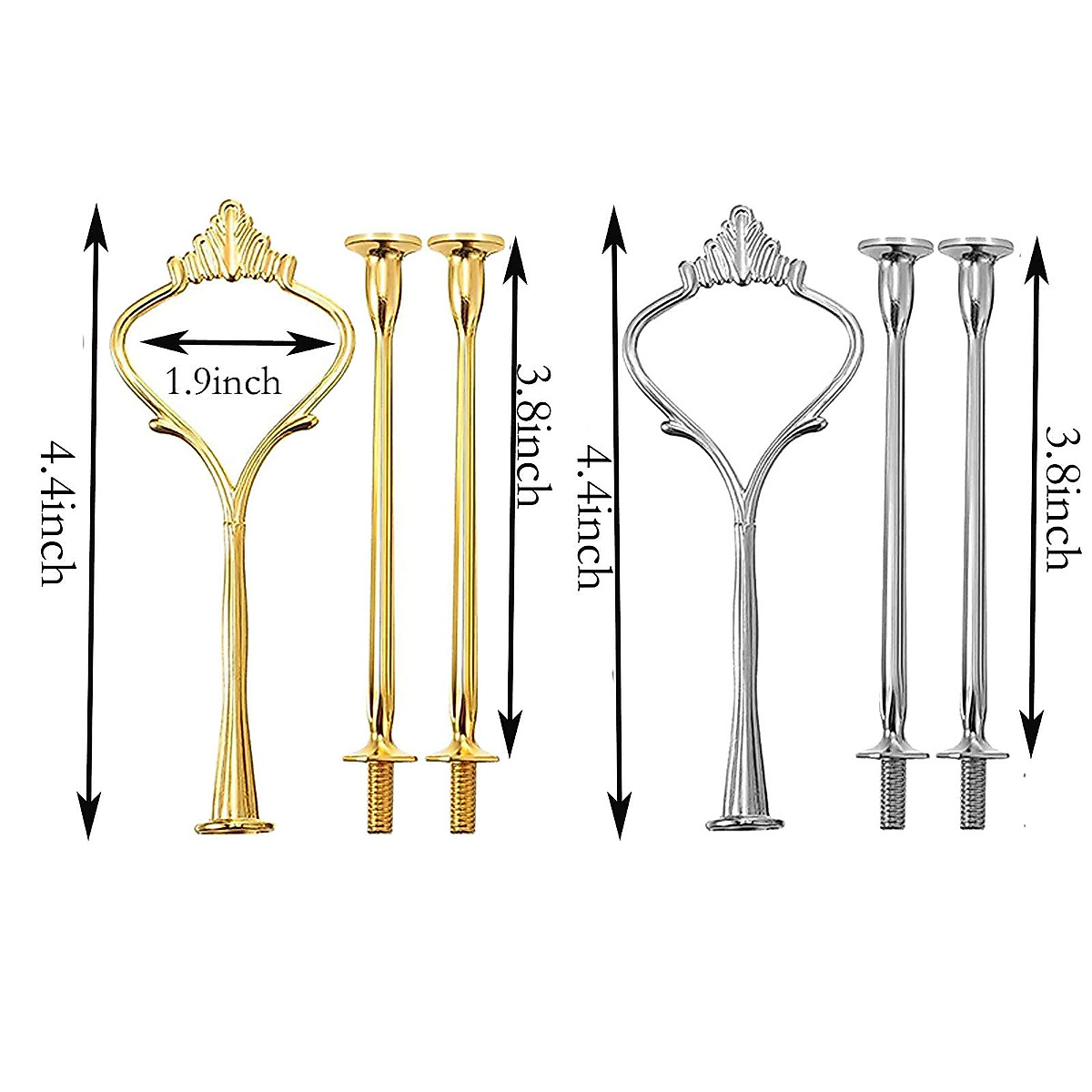9 Set Cake Stand Hardware, Fittings for Cake Stand Mold Crown 3Tier Cake Stand Fittings Hardware Holder for Afternoon Tea Cake Dessert Fruit, Wedding and Party Tray Cupcake (Gold, Silver, Black)