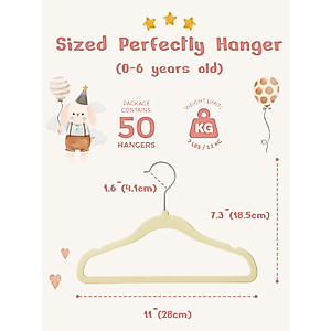 HOUSE DAY Velvet Baby Hangers 50 Pack, Premium Children's Hangers for Baby, Infant & Toddler Clothes, Durable Non Slip Baby Felt Hangers Beige, 11 Inch Baby Hangers for Closet, Ideal for Everyday Use