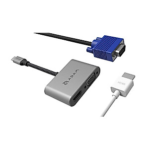 Adam Elements Male to Female VGA, HDMI, USB Type C Cable, 6ft, Lightweight and Durable