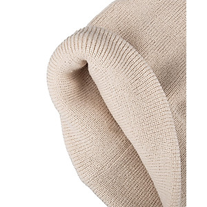 Levi's Unisex Adult All Season Comfy Leather Logo Patch Cuffed Hero Beanie Hat, Cream Solid